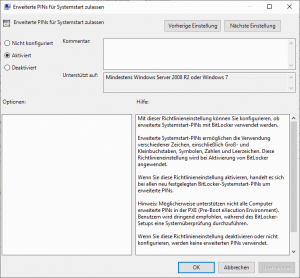 Bitlocker – Activate Pre-Boot Bitlocker PIN - eKiwi-Blog.de