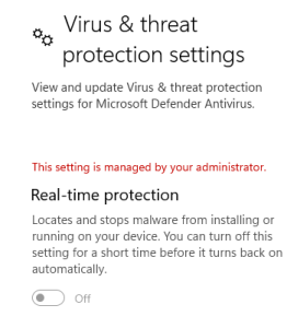 Windows 11 Pro: Deactivate Windows Defender Real time protection ...