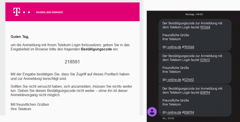 Ungefragte Bestätigungscodes der Telekom - eKiwi-Blog.de