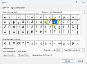 Write C with apostrophe or acute (ć/Ć) - eKiwi-Blog.de